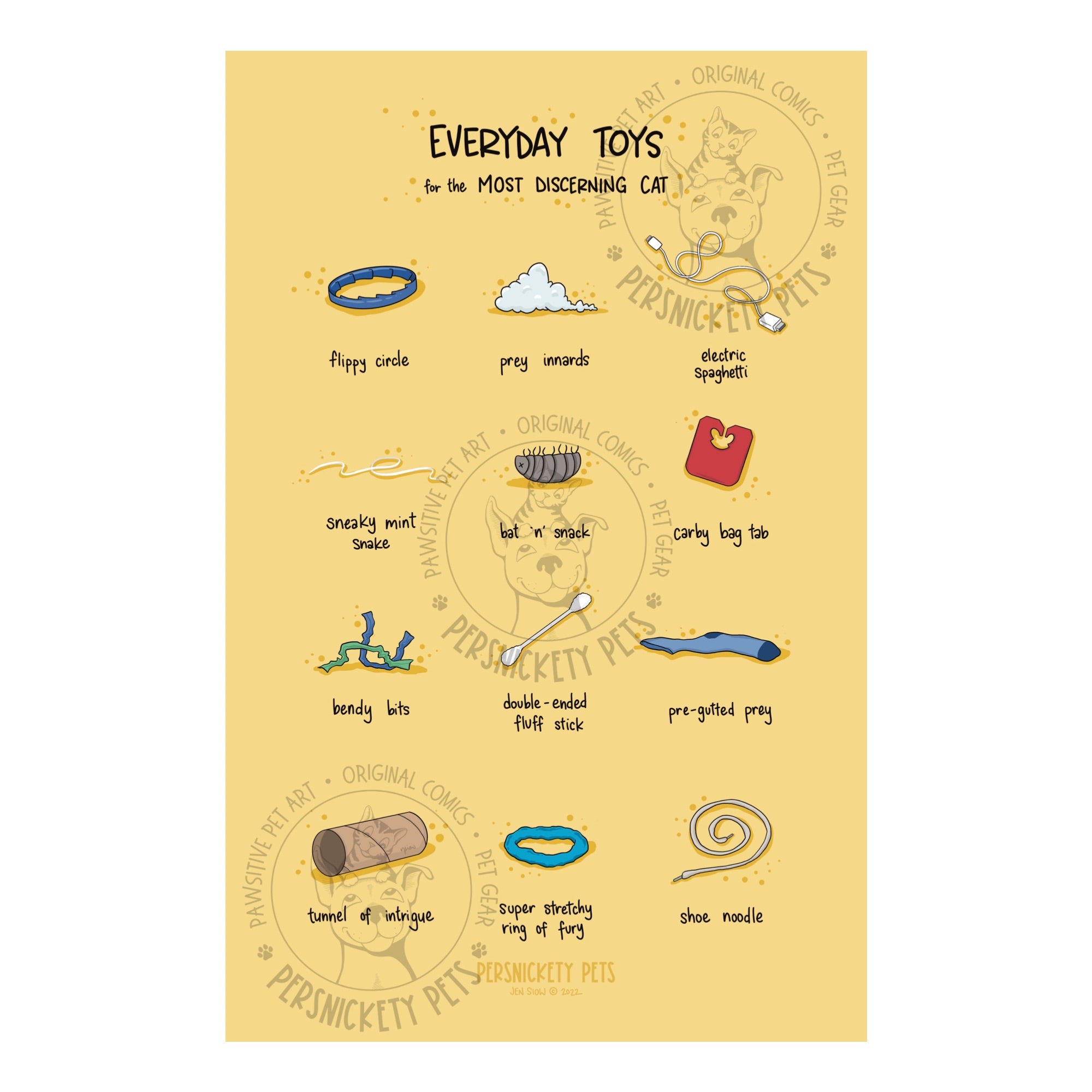 Everyday Cat Toys Art Print (11” x 17”) – Persnickety Pets